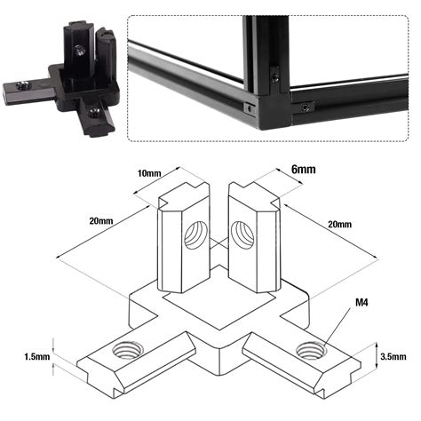 22pcs 2020 Aluminum Extrusion Connectors 3 Way End