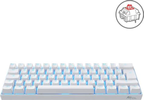 RK Royal Kludge RK61 60% wireless, white, LEDs blue, Kailh RED, USB ...