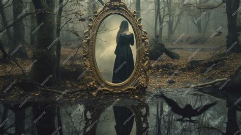 Premium Ai Image Spooky Reflection In A Witches Mirror