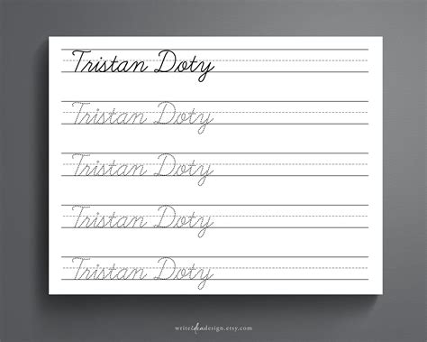 Personalized Cursive Name Tracing Sheet Cursive Name Writing Etsy UK
