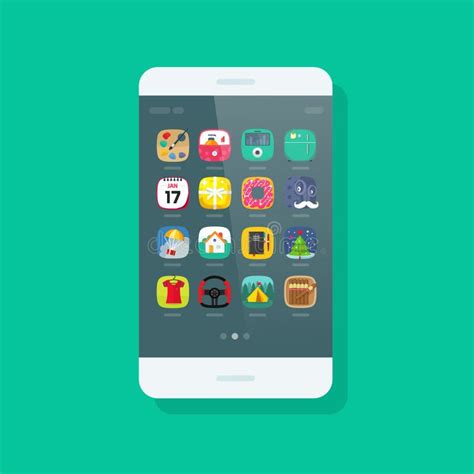 Smartphone Vector Mobile Phone With App Icons On Screen Stock Vector