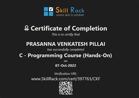 Prasanna Venkatesh Pillai On Linkedin Skillrack C Programming