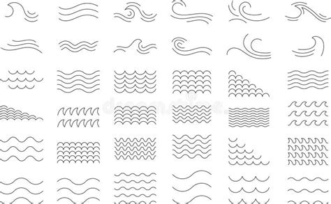 Water Wave Sea Wave Wavy Line Set Line Water Waves Icon Sign Vector