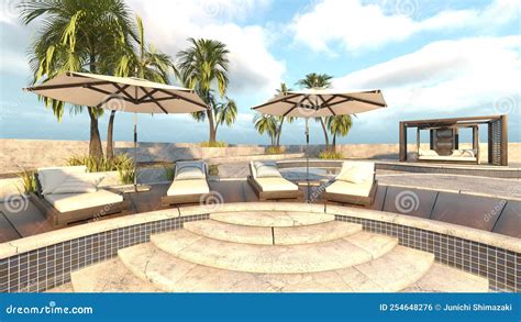 3D Rendering Of The Rooftop Swimming Pool Stock Illustration