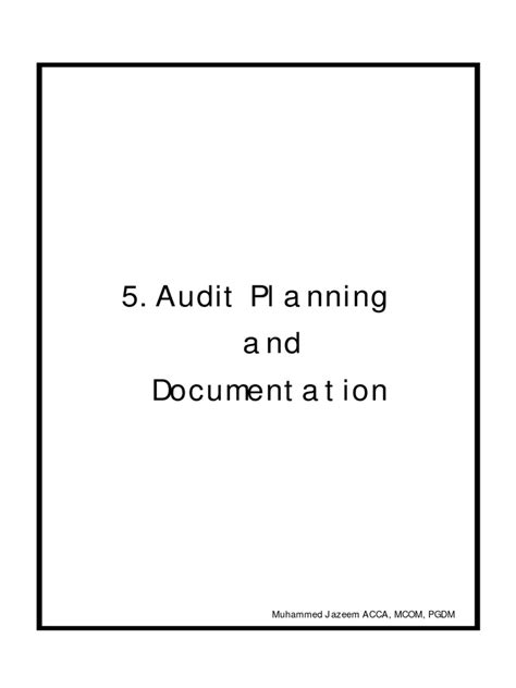 6 Audit Planning And Documentation Pdf Audit Financial Audit