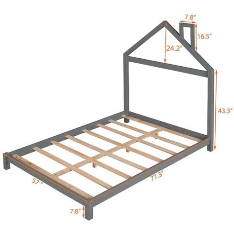 Easy Assemble Low Floor Full Wood Platform Bed House Bed With Chimney