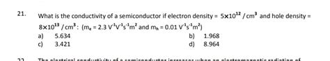 And Hole Density What Is The Conductivity Of A Semiconductor