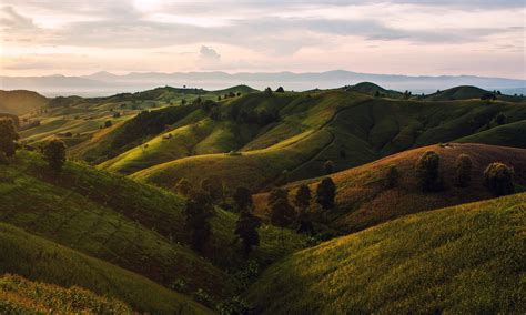 Mountains Hills Trees Grass Landscape 4k Hd Wallpaper