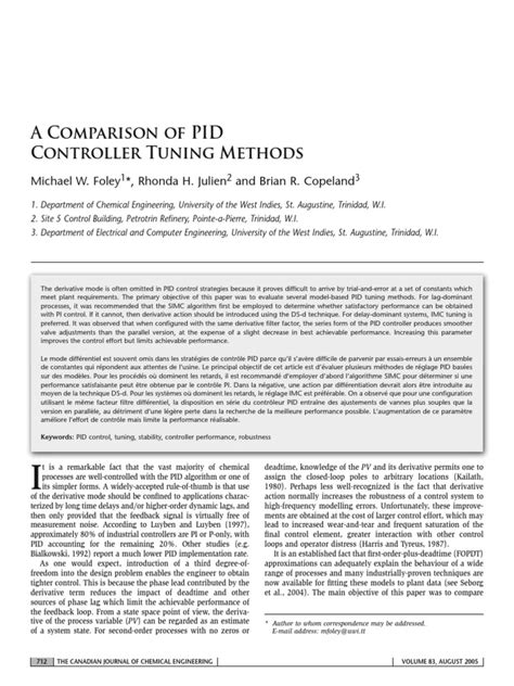 comparation controller tuning method pdf