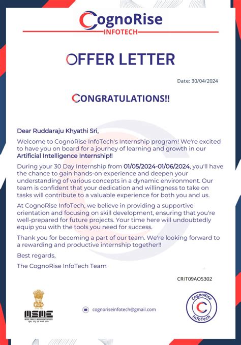 Khyathisri Ruddaraju On Linkedin Aiinternship Newbeginnings