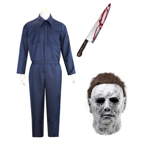 Michael Myers Costume Mask Cosplay Halloween Jumpsuit Outfits Horror