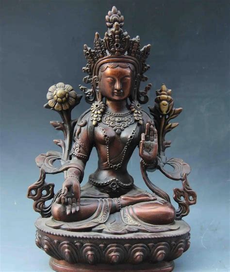 Free Shipping 9 Buddhism Red Copper White Tara Guan Yin Kwan Yin