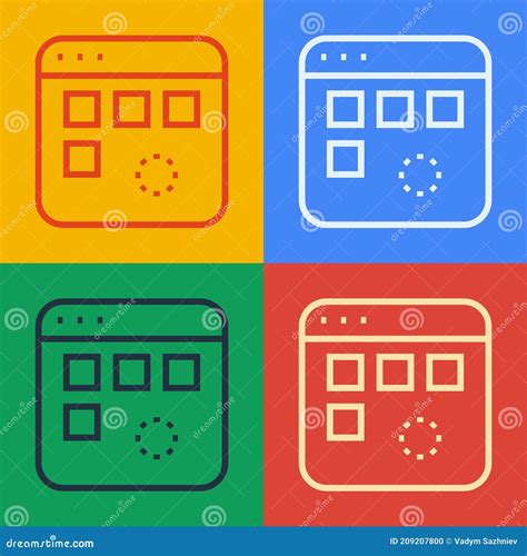 Pop Art Line Loading A Data Window With A Progress Bar Icon Isolated On