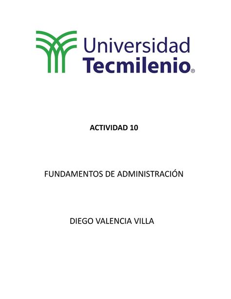 Actividad 10 Actividad 10 Fundamentos De AdministraciÓn Diego