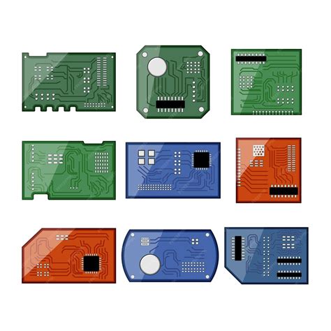 Premium Vector Microcontroller Set Cartoon Vector Illustration