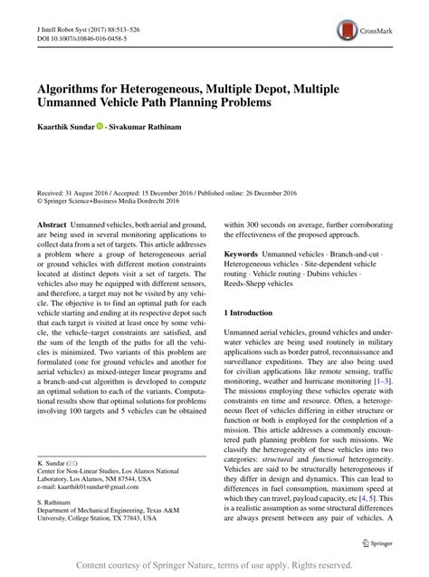 Algorithms For Heterogeneous Multiple Depot Multiple Unmanned Vehicle