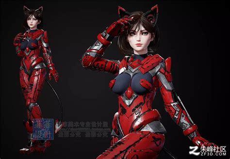 Unity3d赛博朋克科幻猫女3d模型女性人物模型幻想朱峰模型库