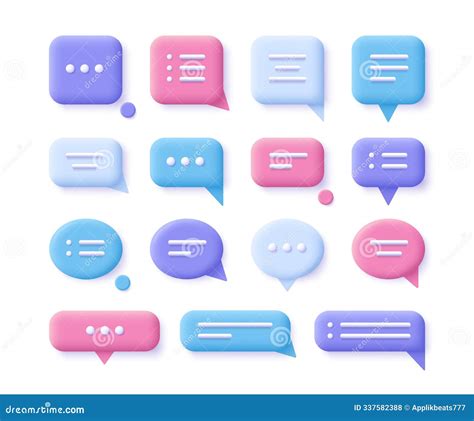 Speech Communication Dialogue Bubbles Realistic Icon Set 3d Vector
