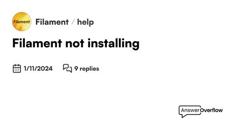 Filament Not Installing Filament