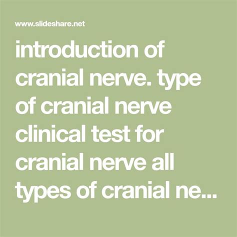 Introduction Of Cranial Nerve Type Of Cranial Nerve Clinical Test For Cranial Nerve All Types