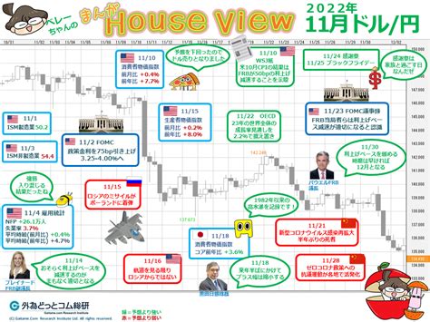 外為どっとコム 「外為総研 House View」を元にかんたん解説🧐 「ベレーちゃんのまんが House View 11月ドル円」をお