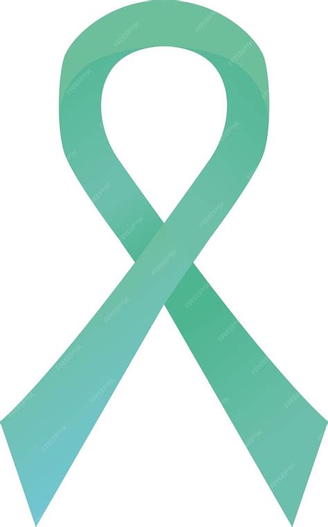 Premium Vector Teal Or Turquoise Awareness Ribbon Ovarian And Uterine