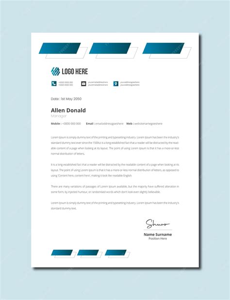 Premium Vector Modern Vector Letterhead Designs For A Professional