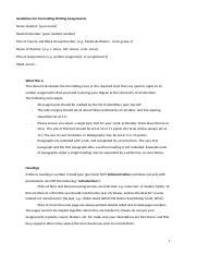 Guidelines For Formatting Writing Assignments At The University Course Hero