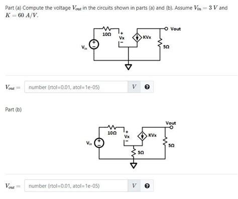 Solved Part A Compute The Voltage Vout In The Circuits Chegg Com