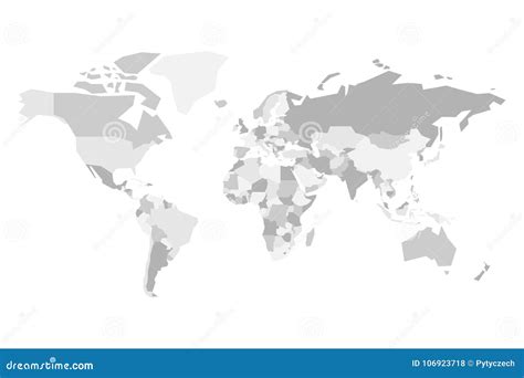 Blank Political Map Of World Simplified Vector Map In Four Stock