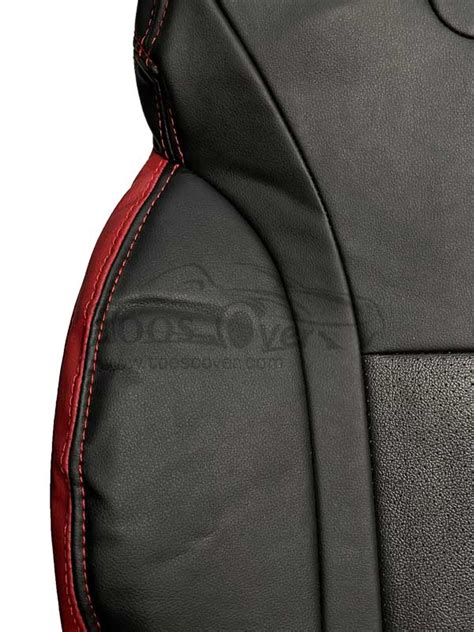 روکش صندلی فردا موتورز Fmc T5 چرم خارجی فابریکی مشکی زرشکی کد5054 توس کاور فروشگاه تخصصی