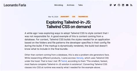 Exploring Tailwind In Js Tailwind Css On Demand · Leonardo Faria