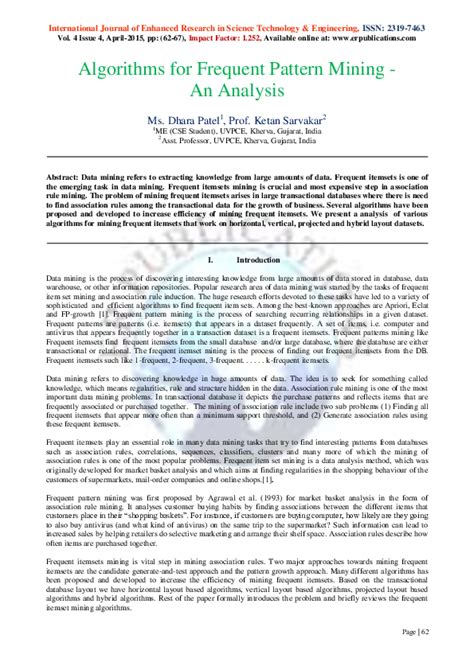 Pdf Algorithms For Frequent Pattern Mining An Analysis