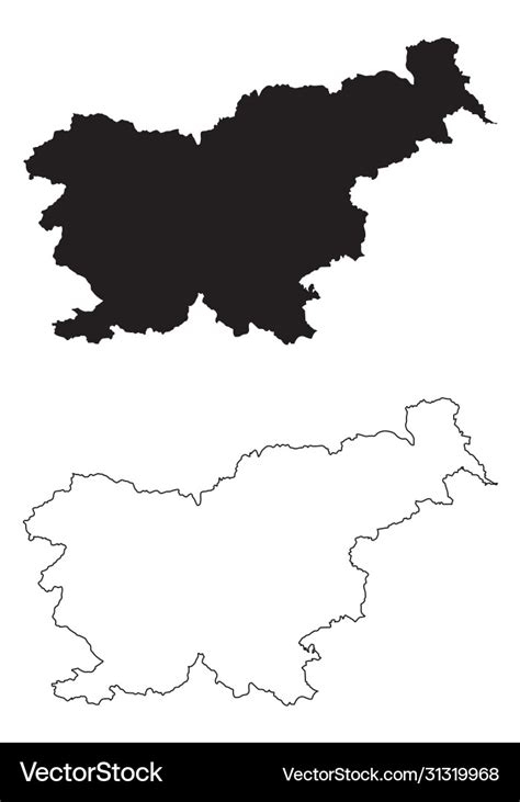 Slovenia Country Map Black Silhouette And Outline Vector Image
