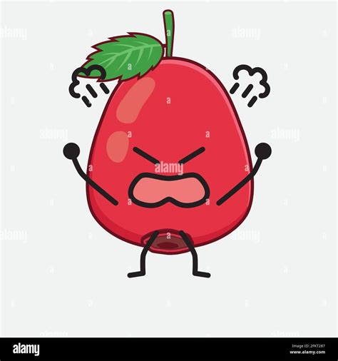 Vector Illustration Of Rose Hip Fruit Character With Cute Face Simple