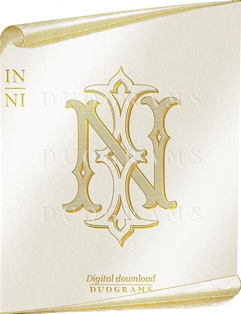 Vintage Wedding Monogram Logo Ni In Duogram I N Intertwined Monogram