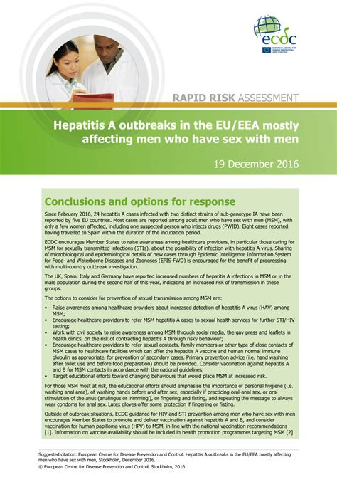 Pdf Rapid Risk Assessment Hepatitis A Outbreaks In The Eueea Mostly