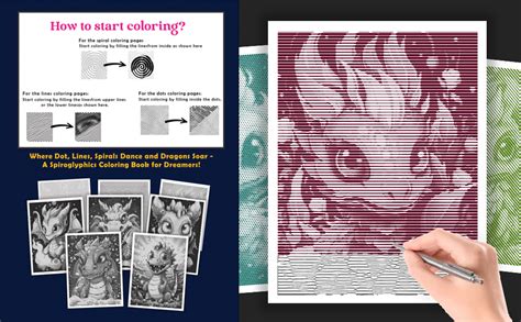 Spiroglyphics Dots Lines Spirals Fantasy Dragons One Color