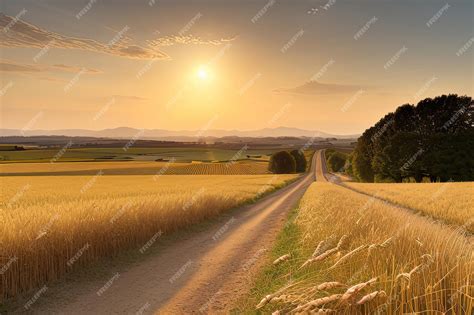 Premium Ai Image Long Country Road With White Lines Down The Centre