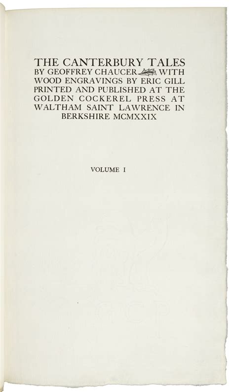 The Canterbury Taleswith Wood Engravings By Eric Gill