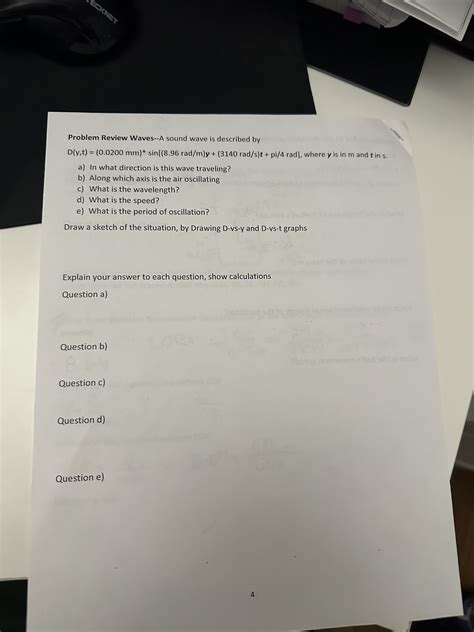 Solved Problem Review Waves A Sound Wave Is Described By Chegg Com