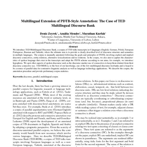 Multilingual Extension Of Pdtb Style Annotation The Case Of Ted