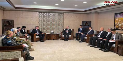 Minister Of Foreign Affairs And Expatriates Faisal Al Mikdad Meets With