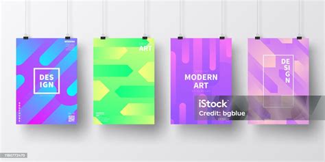 흰색 배경에 고립 된 다채로운 기하학적 디자인의 포스터 광고에 대한 스톡 벡터 아트 및 기타 이미지 광고 그라데이션