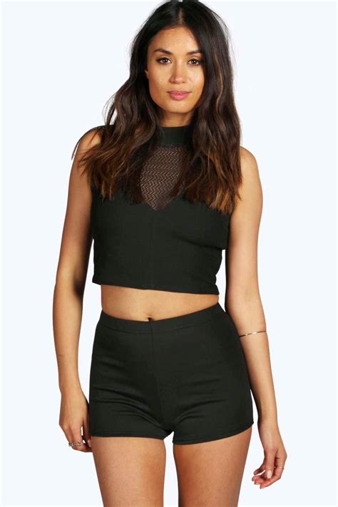 Boohoo Womens Sasha Ponte High Waisted Knicker Shorts Ebay