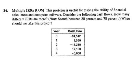 solved 24 multiple irrs [lo5] this problem is useful for