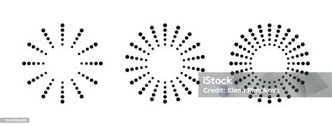 점 방사형 원선 원형 방사 속도 기하학적 선 태양 별 광선 기호입니다 추상적인 하프톤 스트라이프 디자인 요소 모션 라인 흰색 배경에 격리된 벡터 그림 바퀴 살에 대한 스톡