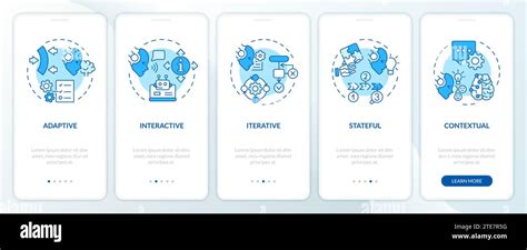Walkthrough Cognitive Computing Features With Blue Icons Stock Vector
