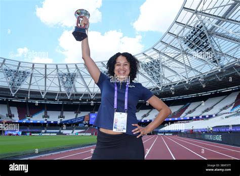 Grace Ajose Breen Gbr Poses With The Wanda Diamond League Trophy During London Athletics Meet