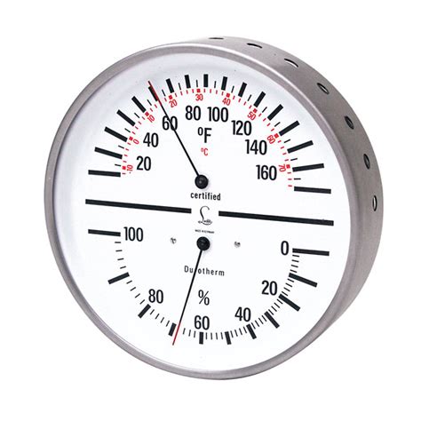 Humidity And Temperature Dial Indicator With White Face And Stainless